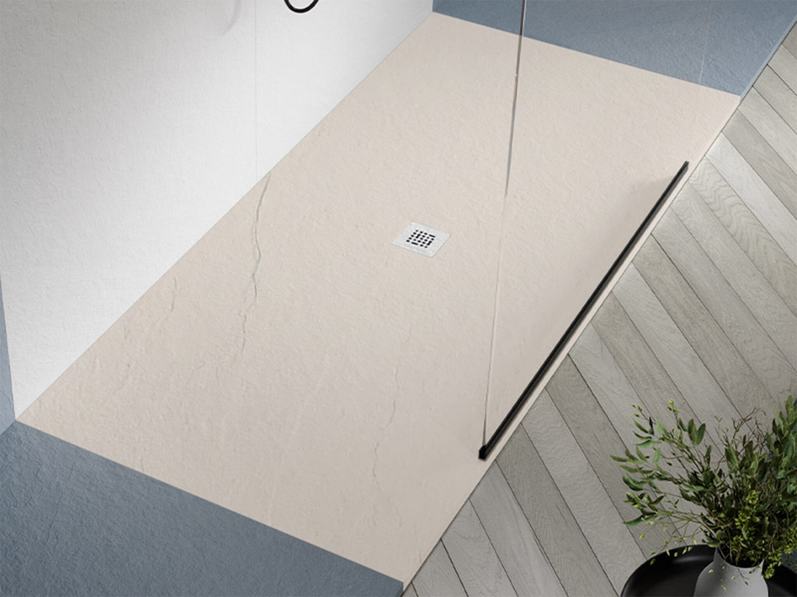 Acquabella Base Slate Rectangular Shower Tray - Sand